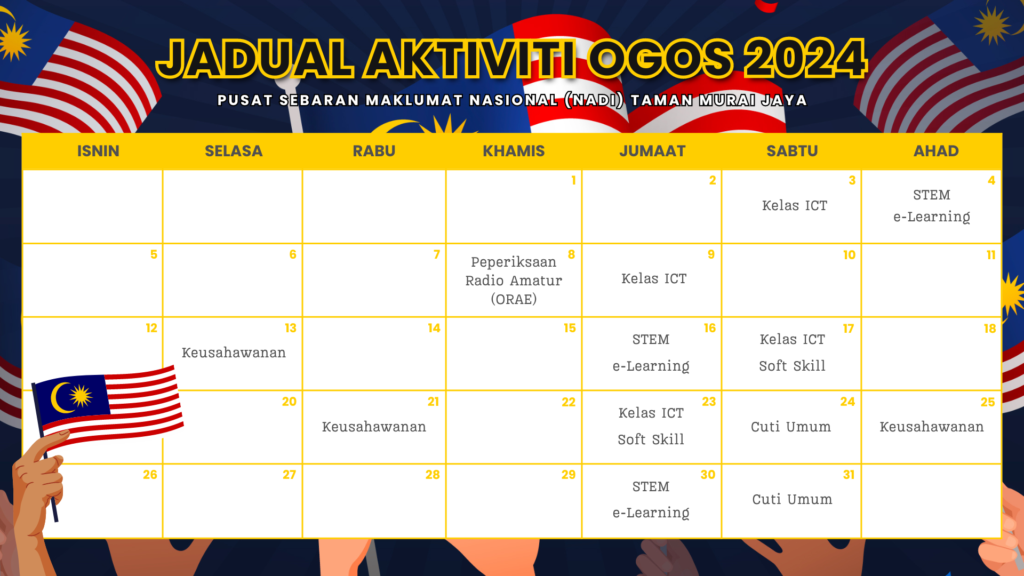 JADUAL AKTIVITI OGOS 2024 – NADI Taman Murai Jaya